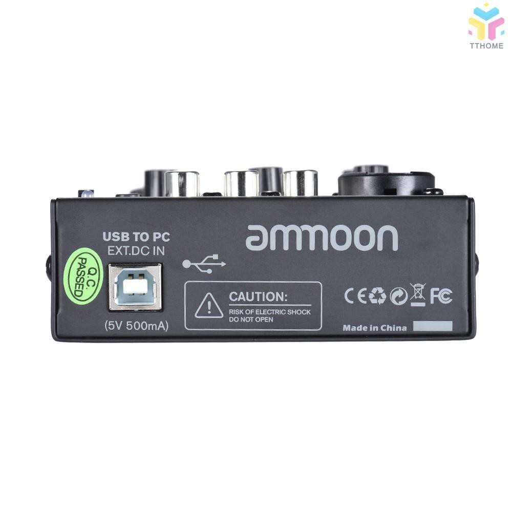 TT ammoon AGE03 5-Channel Mini Mic-Line Mixing Console Mixer with USB ...