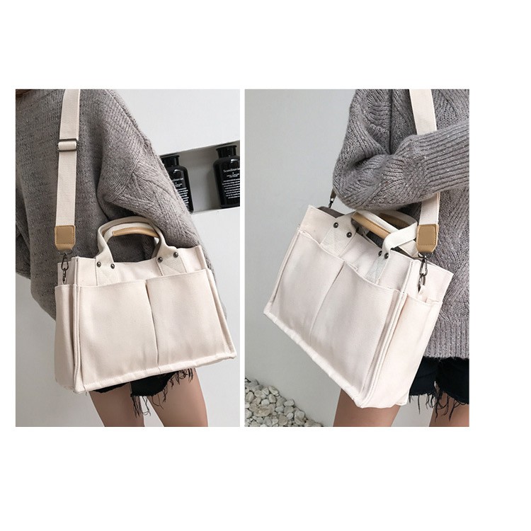 กระเป๋าแคนวาสใบใหญ่ กระเป๋าผ้า canvas มีหลายช่อง (can1) C1 - person ...
