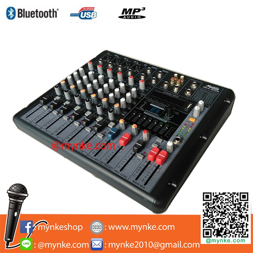 เพาเวอร์มิกซ์ (170+170วัตต์)ขยายเสียง BLUETOOTH/ USB MP3 PLAYER 8channel POWERMIXER ยี่ห้อ ...