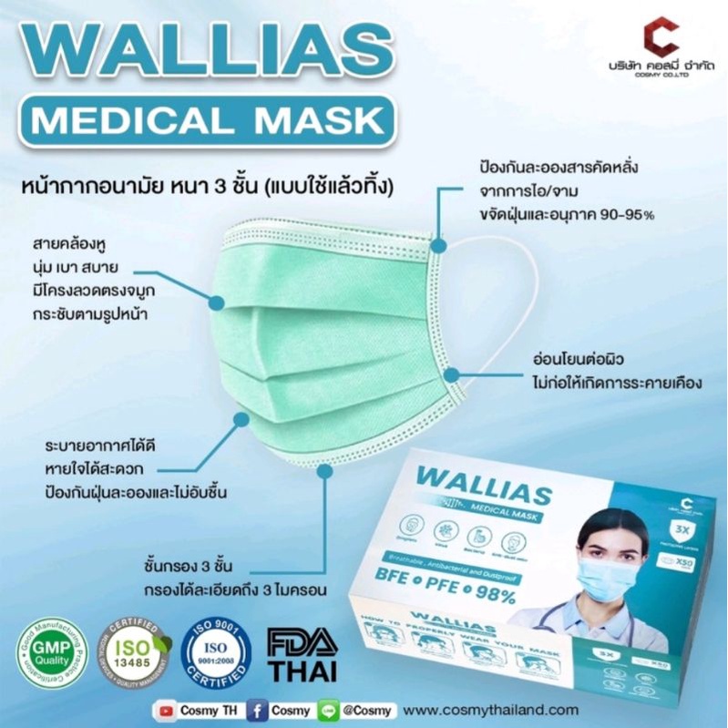 หน้ากากอนามัย wallias mask | Shopee Thailand