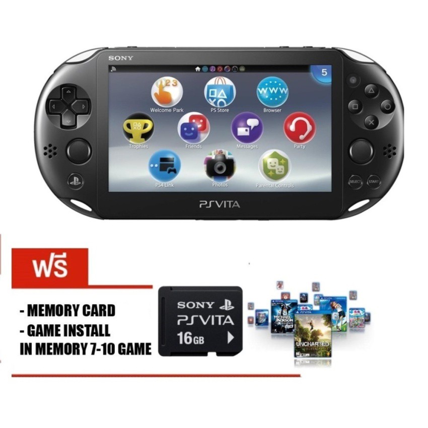 PSvita2000 Slim (PCH-2000)(BLACK) พร้อมเกมเต็มเมมโมรี่ 16GB ฟรีฟิล์มกัน ...