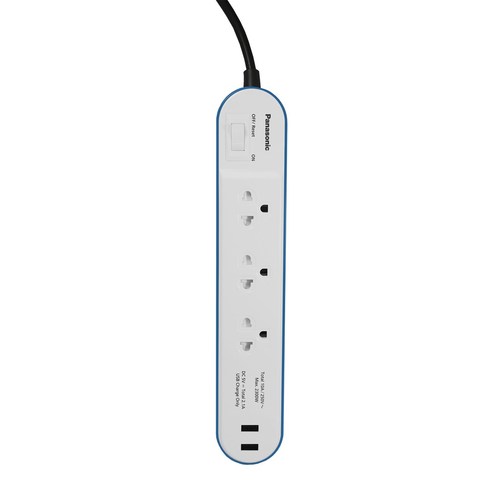 ปลั๊กไฟ Panasonic รุ่น POWER STRIP PANASONIC 3 SOCKETS 2USB 2M มี มอก. ...