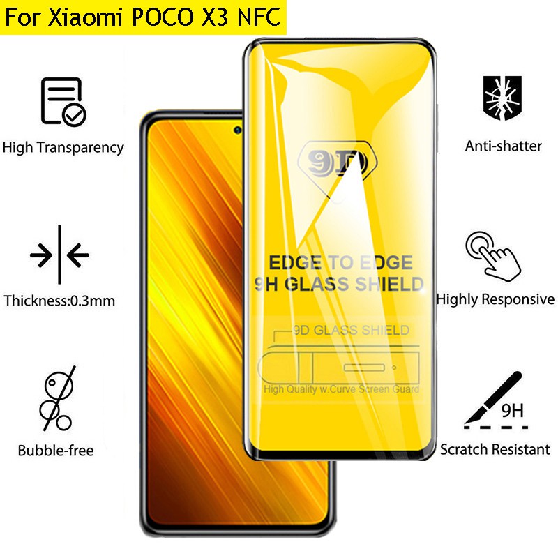 Xiaomi POCO X3 NFC Full Cover Tempered Glass Screen Protector Film 9H ...