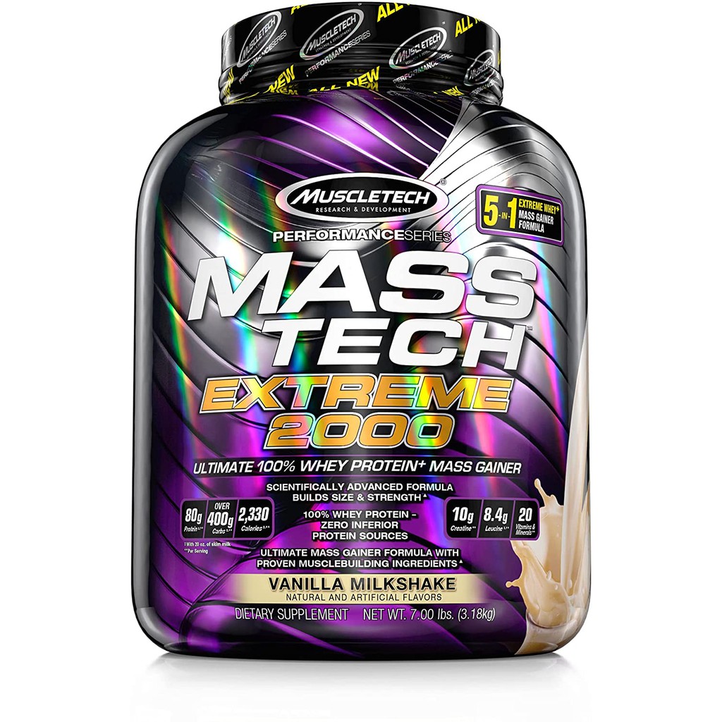 MuscleTech Mass Gainer Mass-Tech Extreme 2000 (7 lb) Whey Protein ...