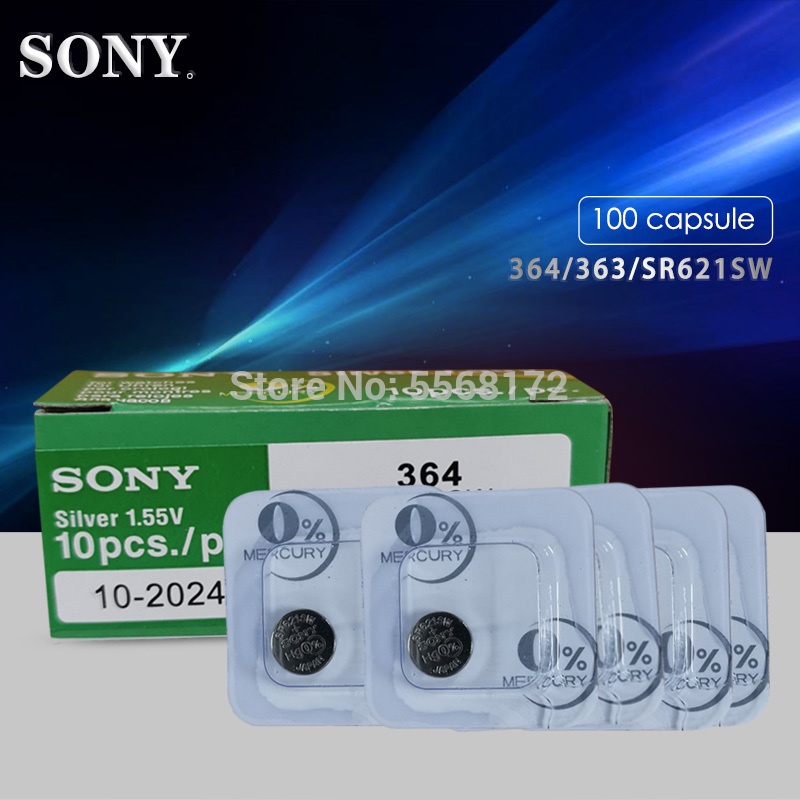 100pcs/lot Original SONY Single grain packing 364 SR621SW AG1 LR621 ...