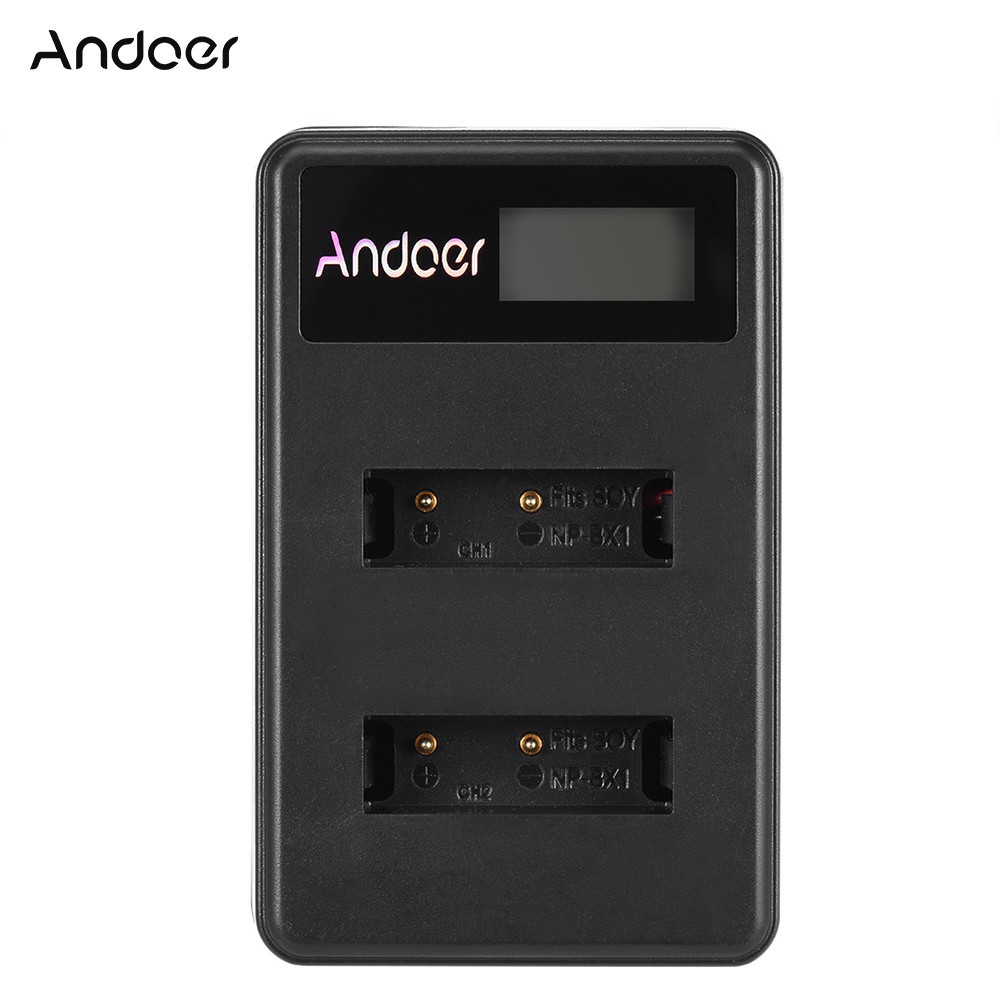 Andoer Mini Portable Dual Slot LCD Screen USB charger for Sony NP-BX1 ...