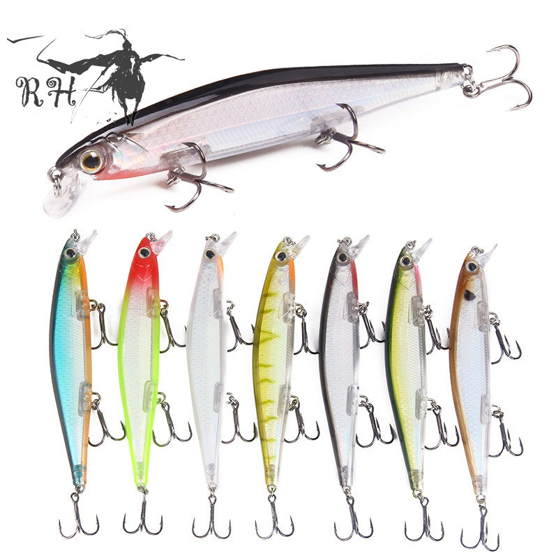 RH Bionic Lure Fishing Bait Fish Shaped Bionic Bait 3D Eyes 3 Hooks Far ...