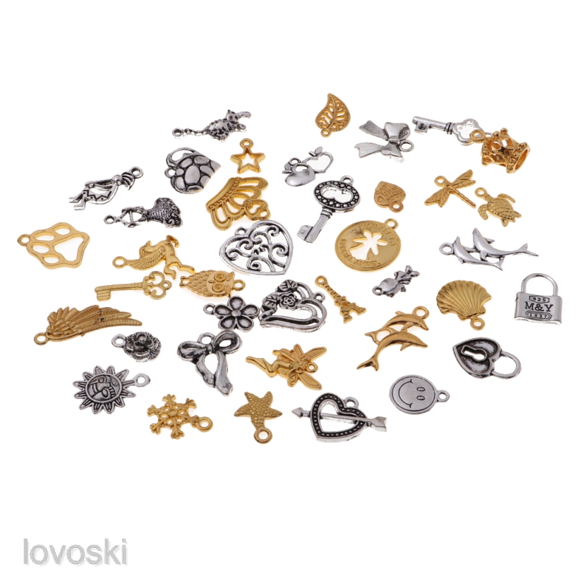 40x Vintage Mixed Alloy Charms Pendants DIY Jewelry Craft Making ...