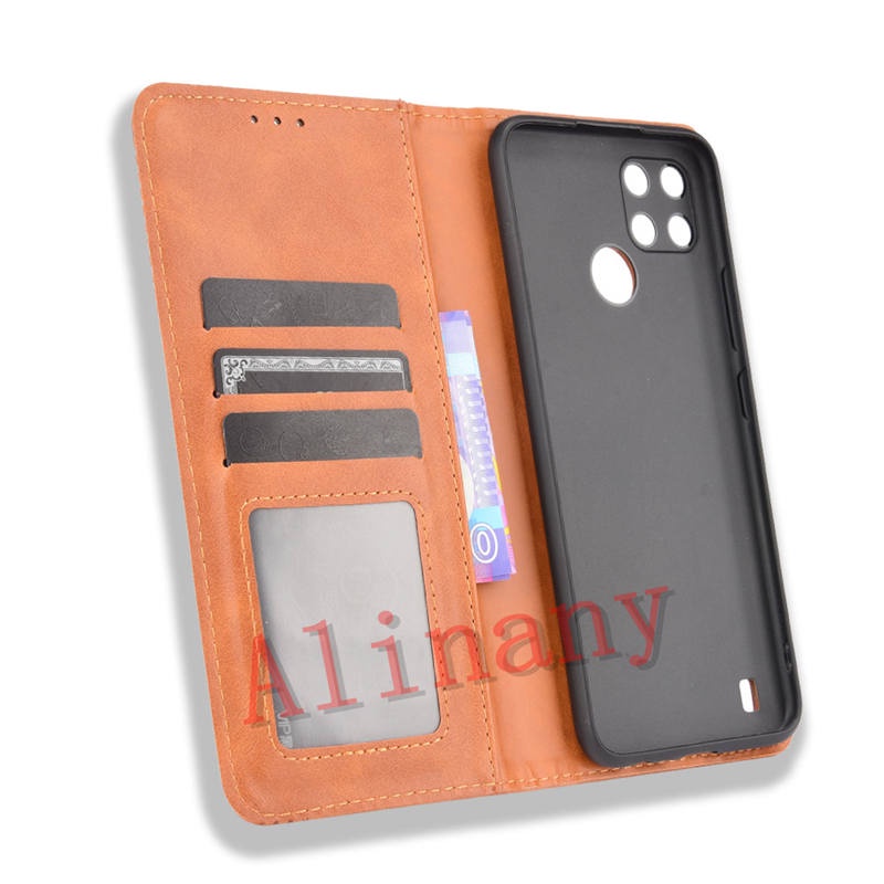 กรณี Realme C21Y ฝาครอบกรณี Flip Leather Phone Casing Realme C21Y C 21Y ...