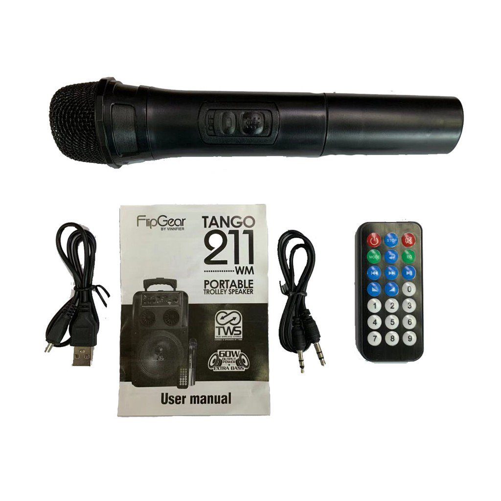 Vinnfier FlipGear Tango 211 WM TWS Wireless Portable Trolley Bluetooth Speaker with Karaoke FM ...