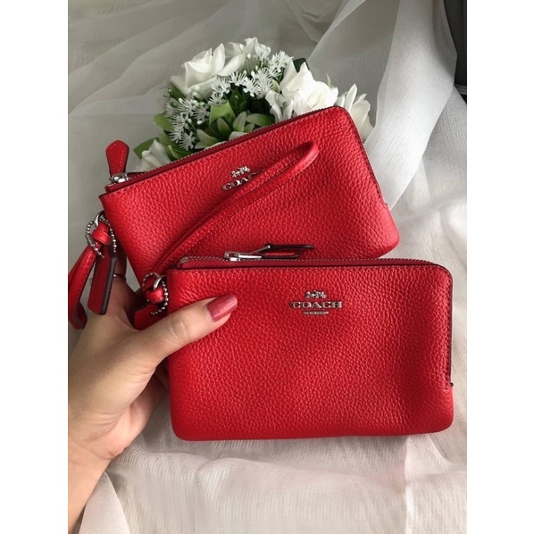 พร้อมส่ง แท้ ????????????% New Coach คล้องมือ 2 ซิป S DOUBLE CORNER ZIP ...