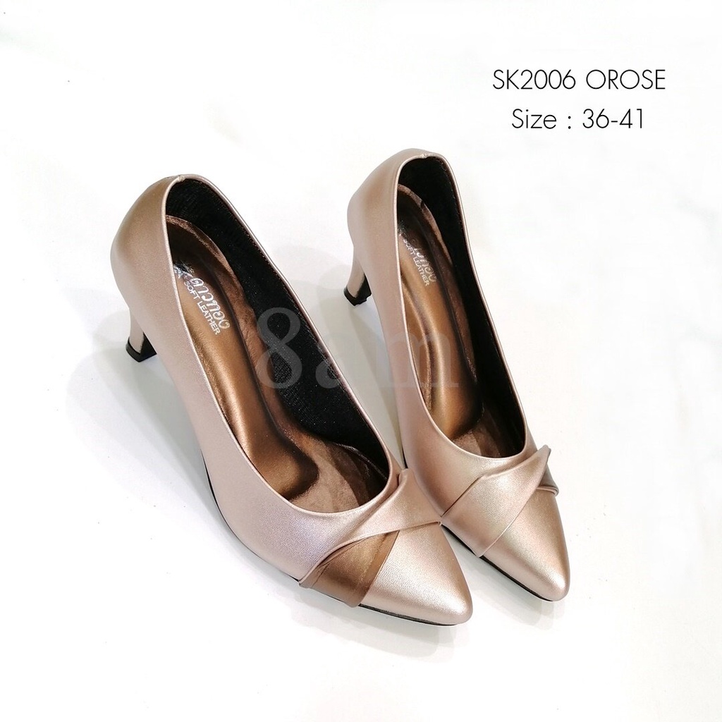 8am รองเท้าคัทชู รองเท้าใส่ทำงาน รองเท้านักเรียน ทรงหัวแหลม ส้นสูง2นิ้ว ...