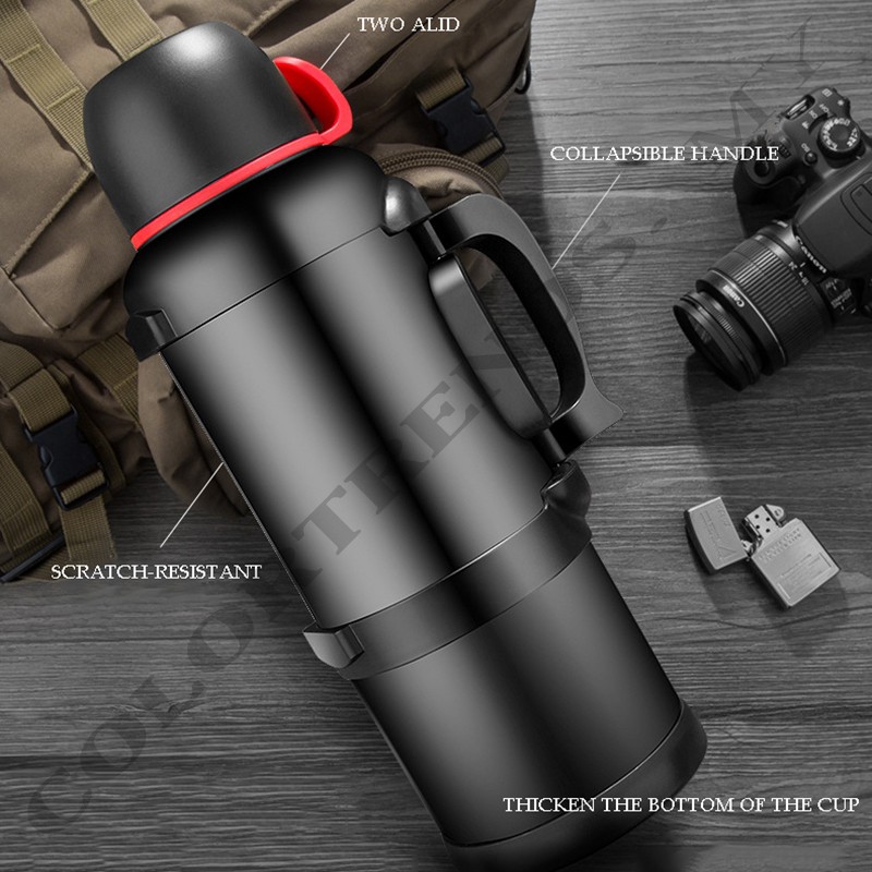 【60-hour Thermal】Outdoor 4L Large Capacity Travel Thermos Sports Bottle Household Stainless ...