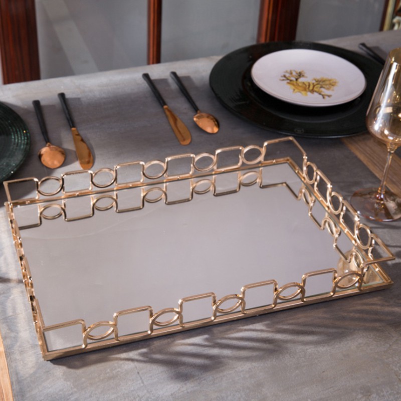 Square Mirror Glass Tray Fruit Plate Hotel Jewelry Plate Candy Plate ...