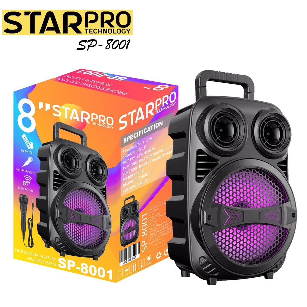 SP-8001 ลำโพงบลูทูธช่วยสอน ขนาด 8 นิ้ว มีหูหิ้ว รีโมทพร้อมไมค์โครโฟน และสามารถปรับ Echo ได้ ...