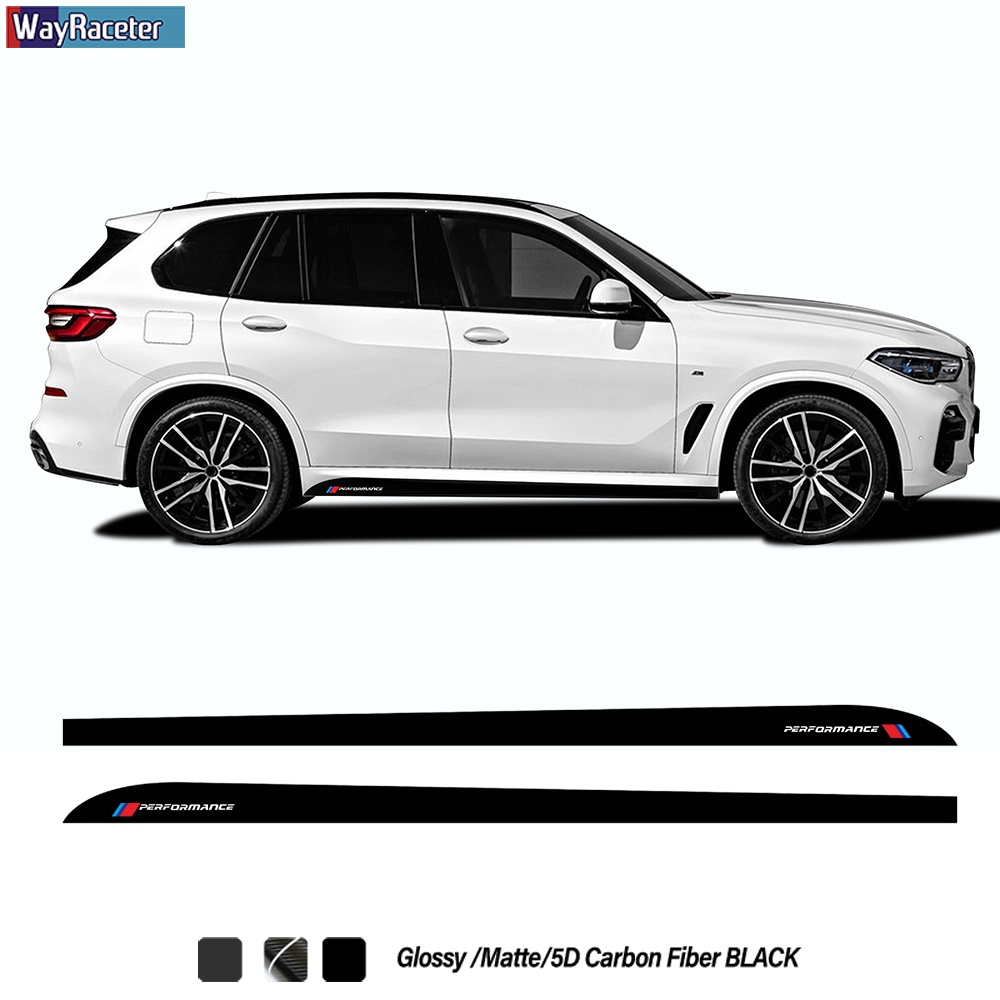 2 Pcs M Performance Styling Car Door Side Stripes Skirt Sticker 5d ...