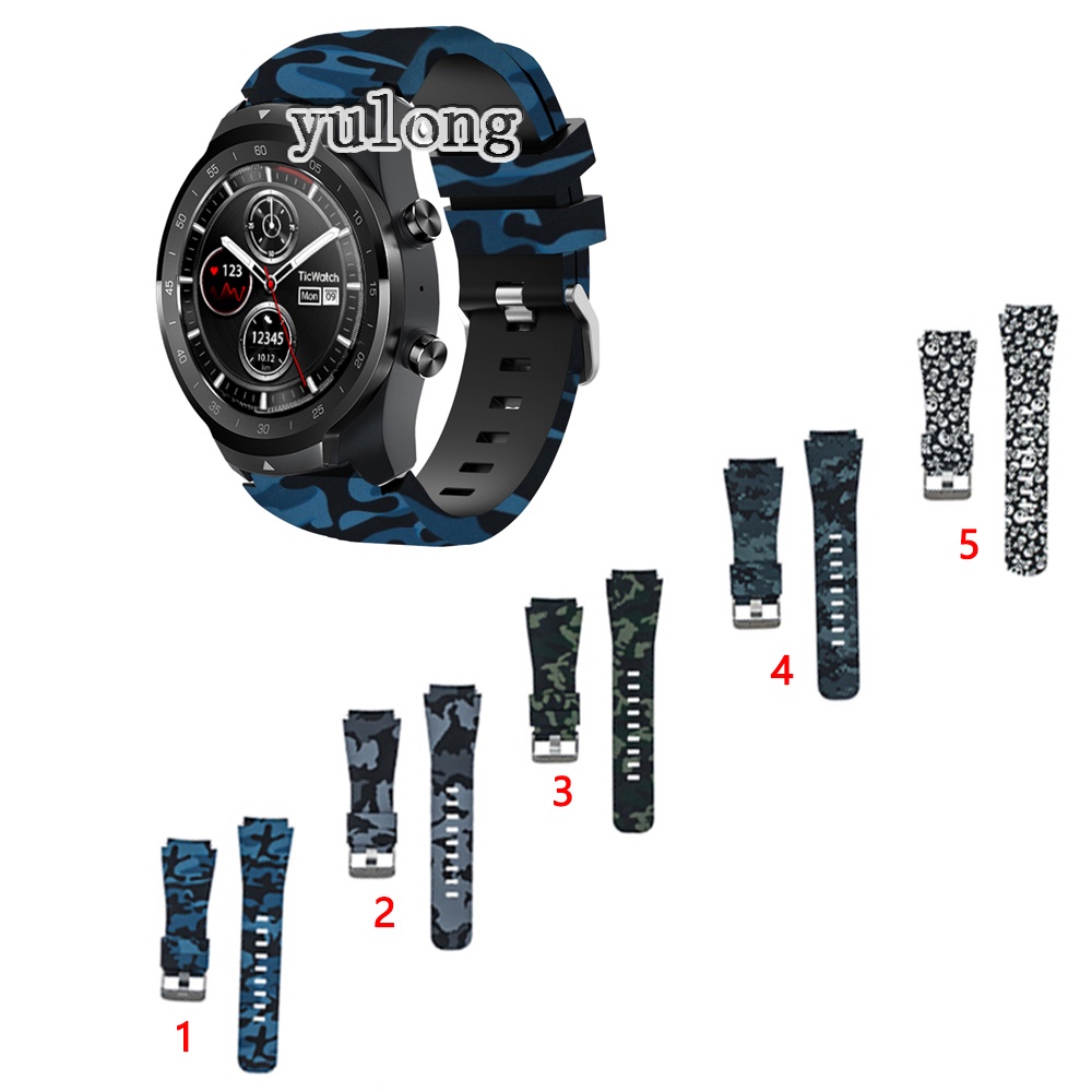 สายรัดซิลิโคน Camo สำหรับ Ticwatch Pro 3 E2 S2 GTX - p3e0rmmsjc - ThaiPick
