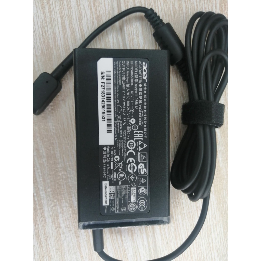 Acer Adapter (ของแท้) 19V3.42A 65W หัวขนาด 5.51.7mm สายชาร์จโน๊ตบุ๊ค สินค้าประกัน 6 เดือน ...