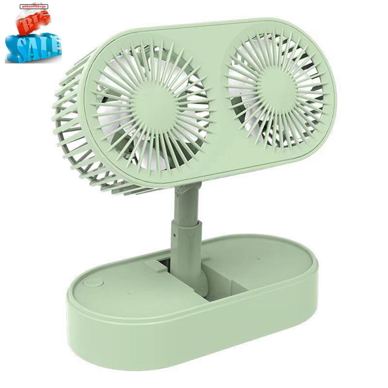 Double Head Mini Fan Portable Foldaway Fan USB Rechargeable Battery ...