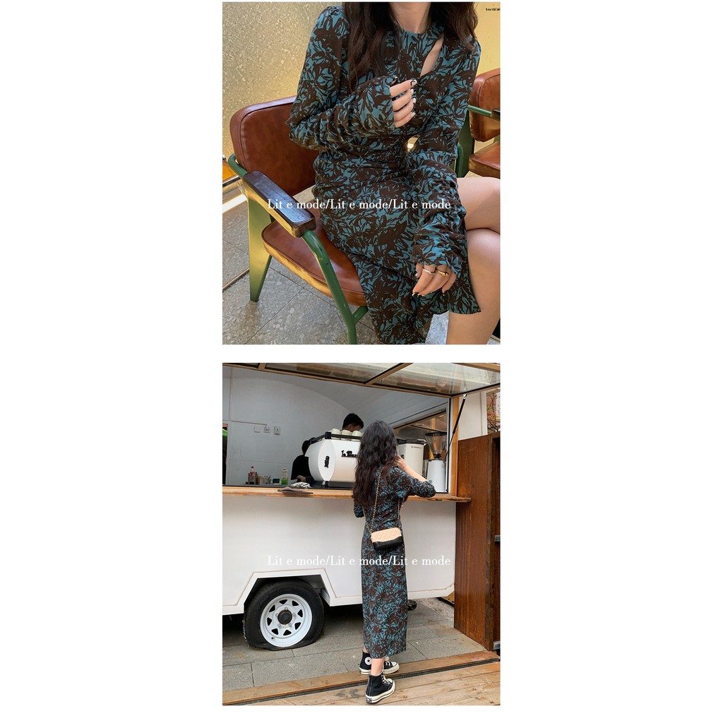 สังคมสว่าง E โหมด MI Vine Floral Dress ยุค Octal ฤดูใบไม้ผลิ ฤดูร้อน ...