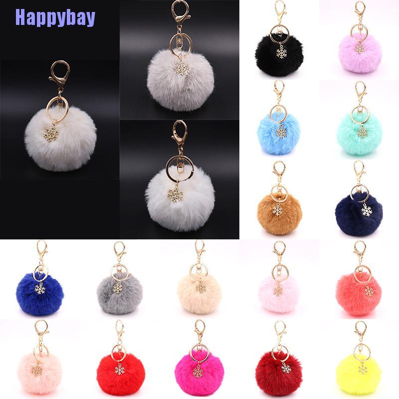 ( Happybay ) Pompom Snow Furry Ball Key Chain Faux Fur Key Chain Charms ...