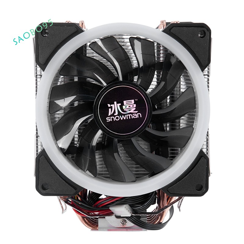 SNOWMAN 4PIN CPU cooler 6 heatpipe RGB LED Double fans cooling 12cm fan ...