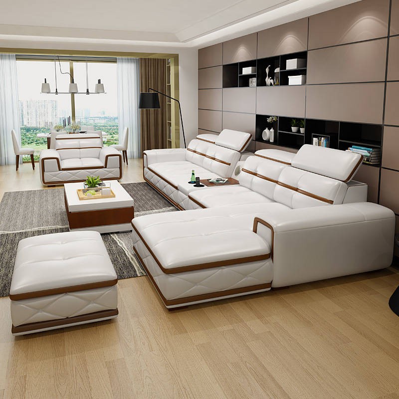 โซฟา เฟอร์นิเจอร์ Wozan โซฟาหนังหนังวัวสีเหลือง ห้องนั่งเล่นขนาดกลางที่ ...