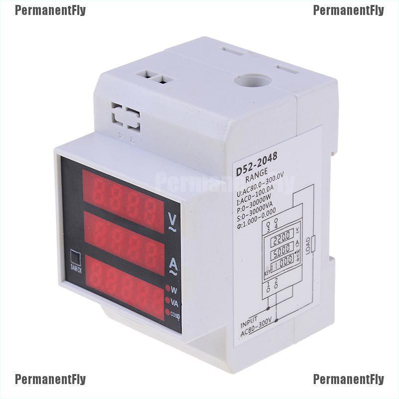 PermanentFly Lab din rail led ac voltmeter ammeter volt amp meter gauge ...