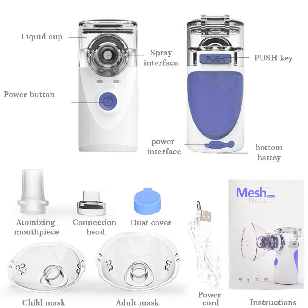 Portable Nebulizer Rechargeable Mesh Nebulizer Kids Adult Handheld ...