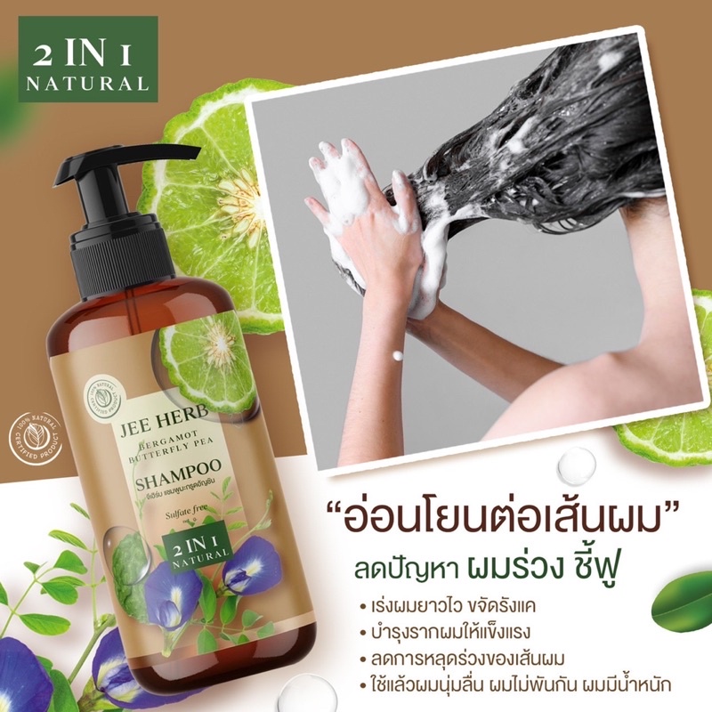 JEE HERB แชมพูจีเฮิร์บ ลดผมร่วง คันศรีษะ ผมนุ่มลื่น ผมยาวไว โปรโมชั่นพิเศษ 1 แถม 1 ของแท้100 ...