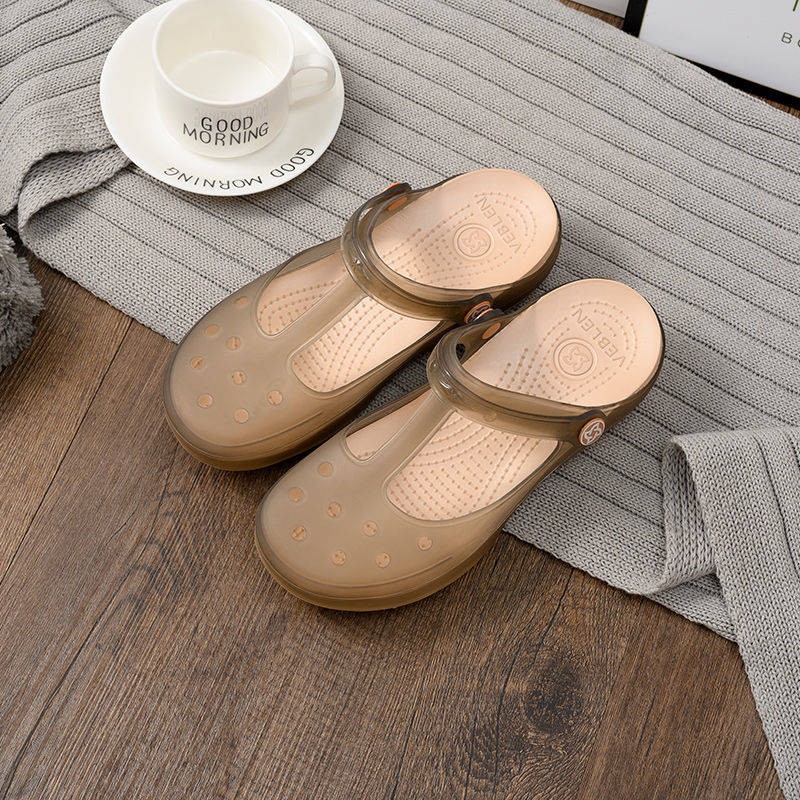 Crocs Veblen hole shoes female ins tide Baotou thick-soled beach shoes ...