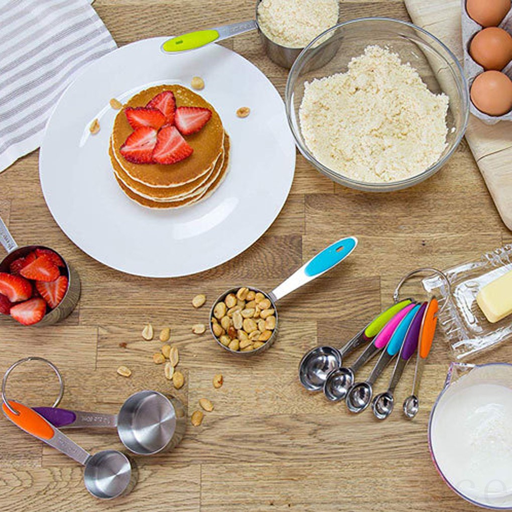 10pcs Measuring Cups and Spoons Set Stainless Steel Liquid Dry ...