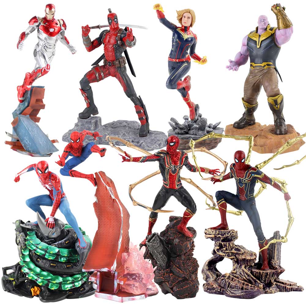 Hot StockAvengers Iron Man Spider Man Thanos Deadpool Danvers PVC ...