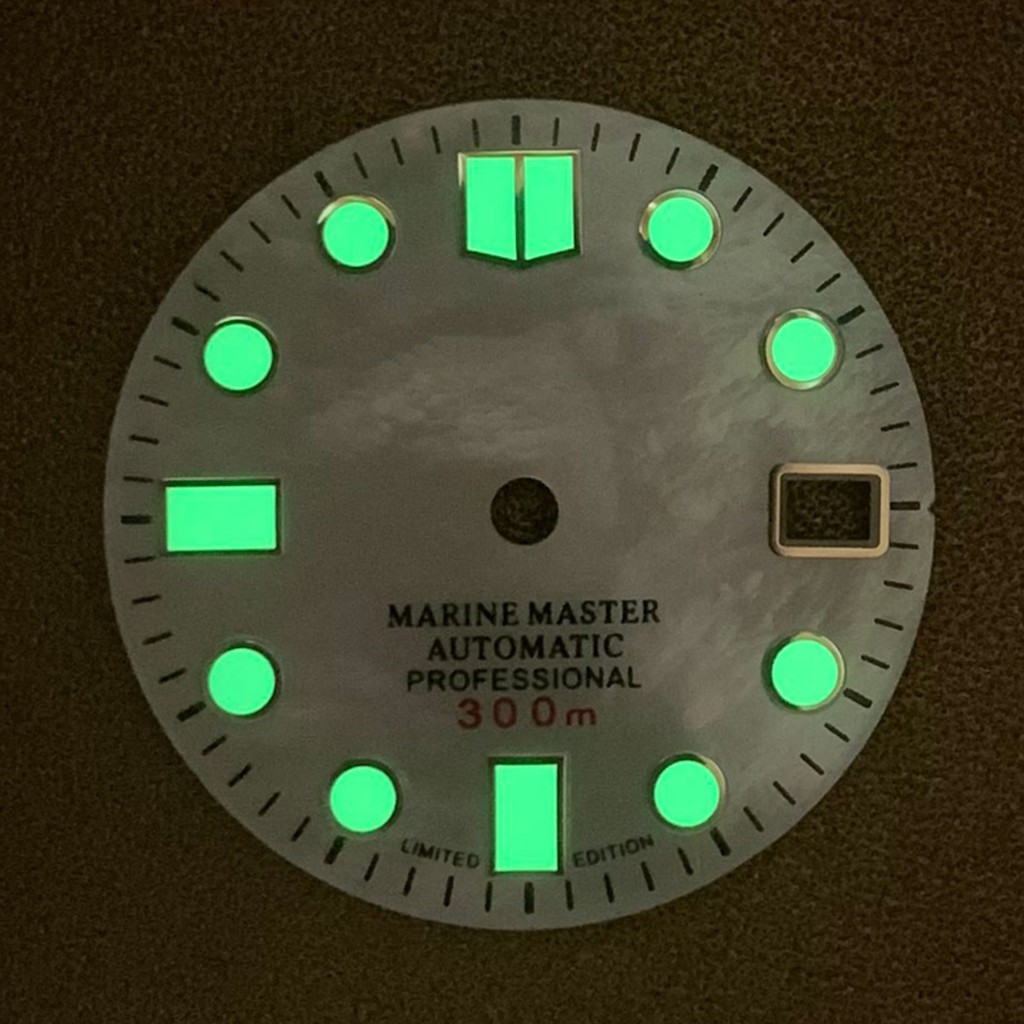 28.5MM White Shell Surface Watch Dial Replacement Green Luminous Watch ...