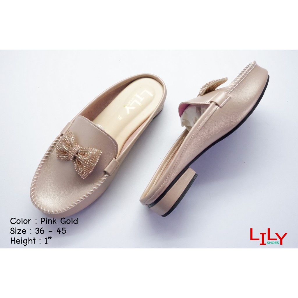 Size 36-43 โบว์เพชรจับจีบ เปิดส้น Lily Shoes โค้ด SEUSE122 ลด 20 ...