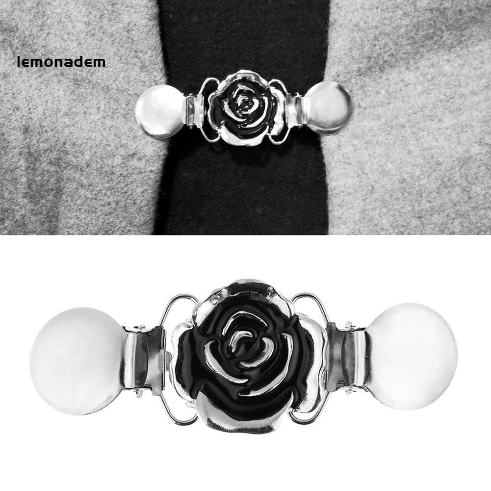 LM Women Rose Flower Cardigan Clip Dress Clasp Decor - lemonade08.th ...