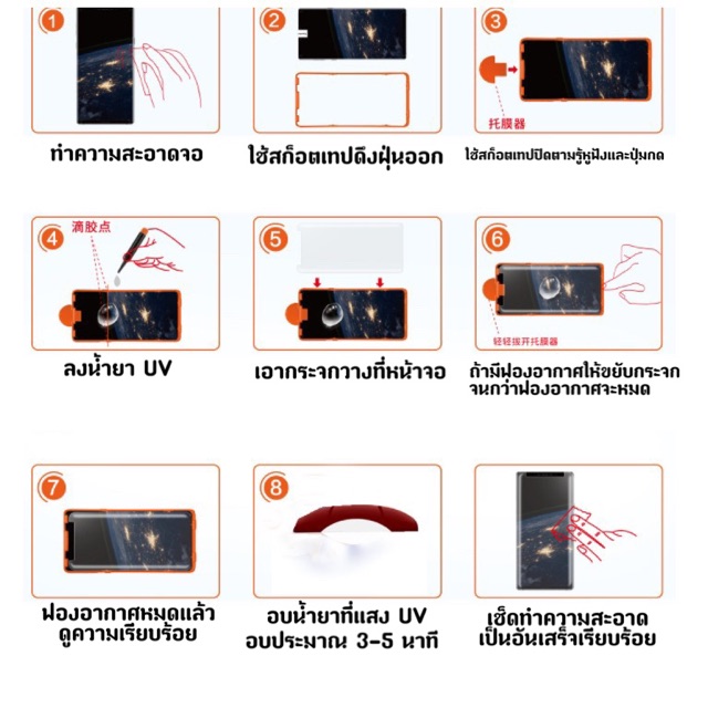 ฟิล์มกระจก UV สำหรับ Samsung Galaxy S21 S20 S20 S10 S10 S9 S9 S8 S8 Note 20 Ultra 10 1098 ...