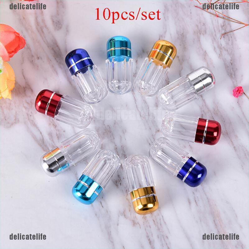 delicatelife 10Pcs Color Random Empty Clear Ps Pill Box Plastic Bottle ...