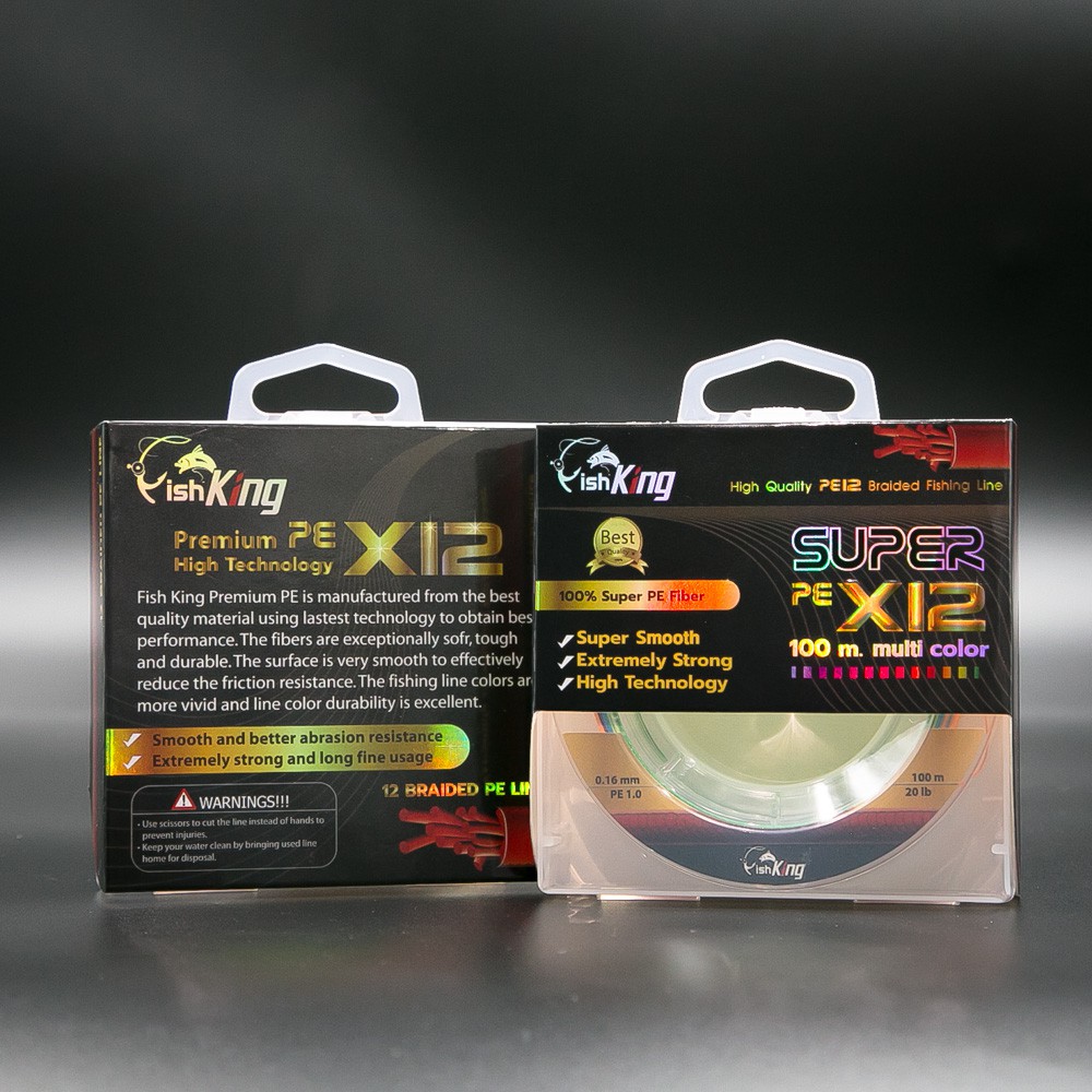 สายพีอีตกปลาFishKing ถัก12 เส้น หลากสี ยาว 100 เมตร เส้นกลม ตีไกล เหนียวๆ สายพีอี ตกปลา PE X12 ...