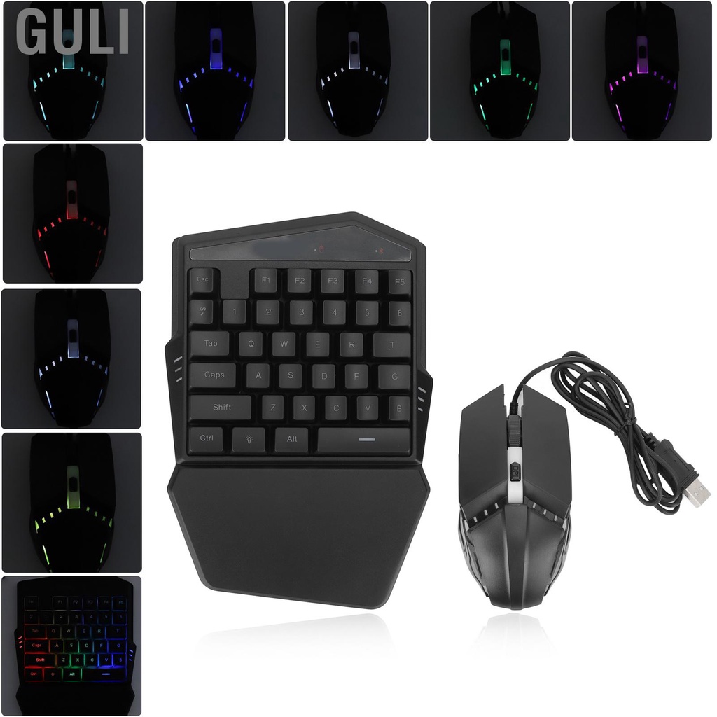 Guli One Hand Keyboard Mouse 35 Keys RGB Backlight Gaming Half Keypad ...
