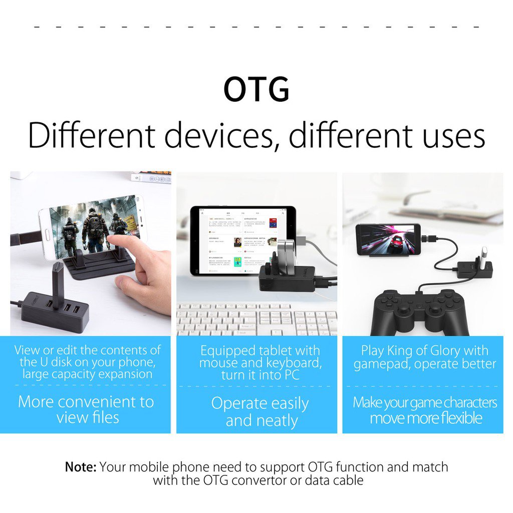 ORICO W5P USB2.0 4 Port Hub with Micro USB Power Input Cable (30cm ...