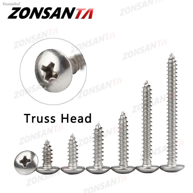 ZONSANTA Cross Recessed Truss Head Self tapping สกรู M3 M4 M5 M6 304 สแตนเลส Phillips เห็ดร่มหัว ...