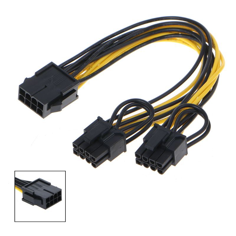 CPU 8-pin to Double PCI-E 8-Pin ( 6 P + 2 P ) Splitter Cable Power ...