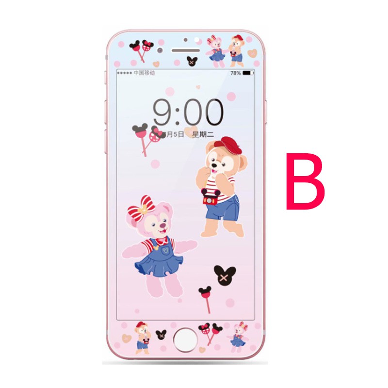 Cartoon bear ฟิล์มกระจกเต็มจอ iphone6 SE2 ฟิล์มป้องกั iphone7plus 8plus ...