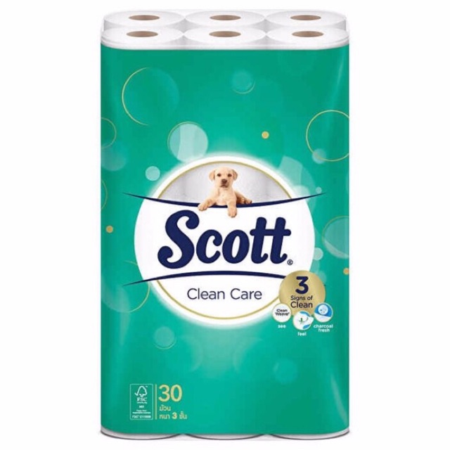 Scott clean care เเพ็ค 30 ม้วน หนาพิเศษ3ชั้น กระดาษทิชชู่ สก็อต คลีน ...