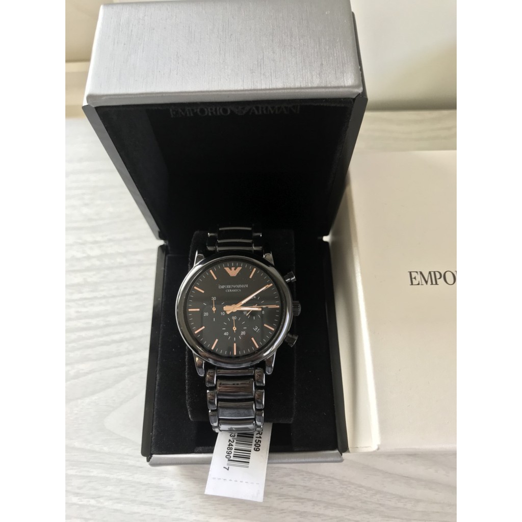 AR1509 AR1499 EMPORIO ARMANI Luigi Black Dial Men's Chronograph Watch ...