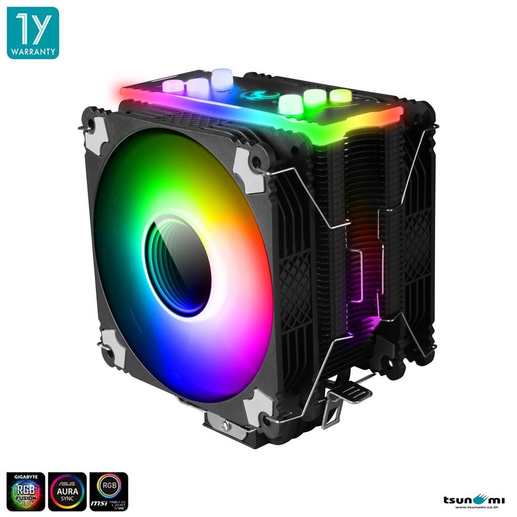 CPU COOLER TSUNAMI PROTECTOR 1264K QUAD-PIPES ARGB (BLACK) (150W) P.W.M ...