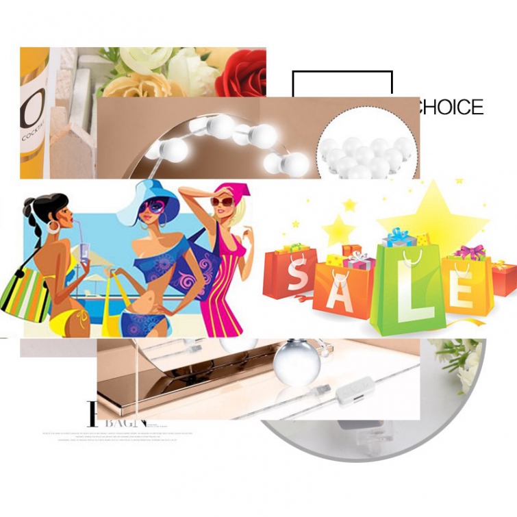 ZING Hollywood Makeup 10 Mirror หลอดไฟ LED กระจกแต่งหน้า Light Strings ...