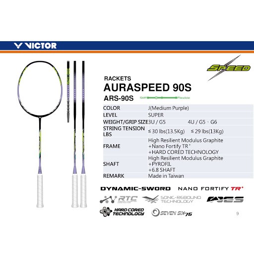 ไม้แบดมินตัน VICTOR AURASPEED HANG(แถมเอ็นซองกริปยาง ...