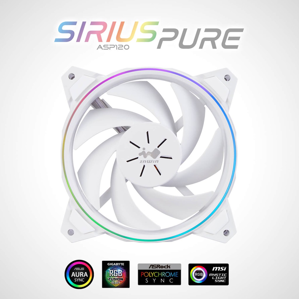 InWin Sirius Pure ASP120 120mm PWM Fan Case ARGB WHITE #พัดลมเคสสีขาว ...